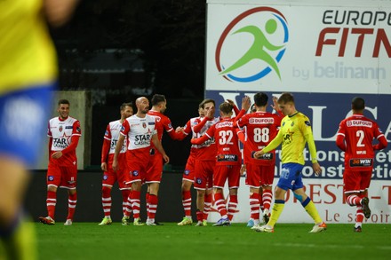 Mouscrons Players Celebrates After Scoring During Editorial Stock Photo ...