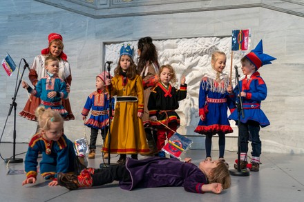 Sami Flag Flies Front Norwegian Parliament Editorial Stock Photo ...