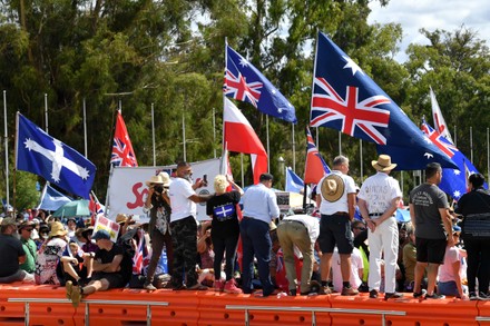 Convoy Canberra Protesters Wave Flags Banners Editorial Stock Photo ...