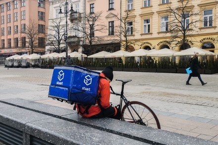 Stuart Delivery Courier Seen Krakow Poland Editorial Stock Photo ...
