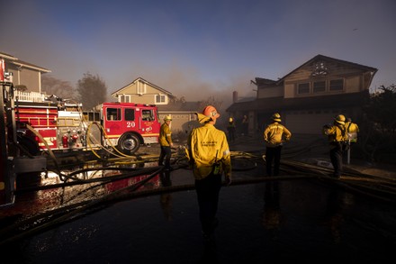 Firefighters Work Extinguishing Sycamore Fire Next Editorial Stock ...