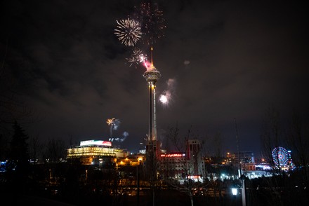 __COUNT__ Fireworks shot off around Tehran's Milad tower, Iran - 10 Feb ...