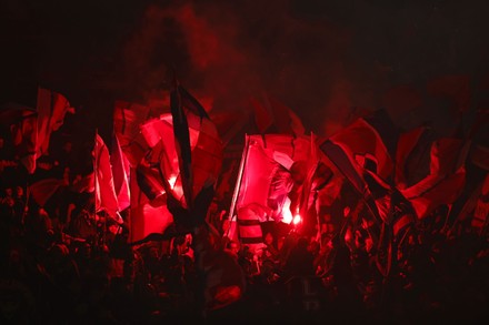 Fans Psg Light Flares Before Uefa Editorial Stock Photo - Stock Image ...
