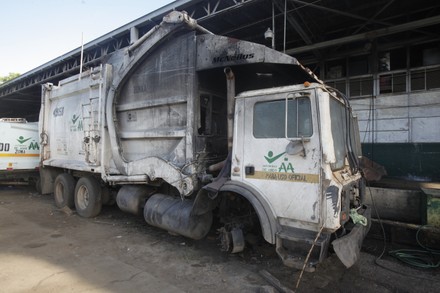 Garbage Trucks Parked Workshop Be Repaired Editorial Stock Photo ...