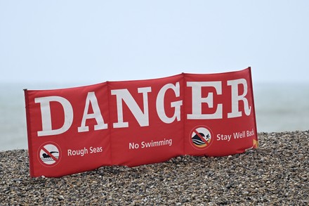 Danger Rough Seas No Swimming Sign Editorial Stock Photo - Stock Image ...