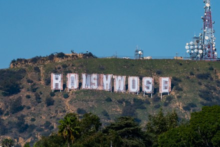 Hollywood Sign Temporarily Changed Read Rams Editorial Stock Photo ...