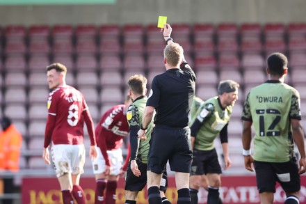 Referee Ben Toner Shows Yellow Card Editorial Stock Photo - Stock Image ...