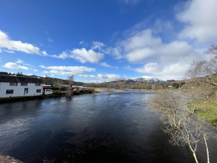 Storm Franklin, River bank burst, river Teith, callander, Scotland UK ...