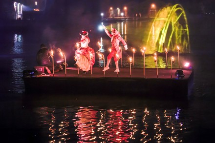 Floral Light Projection Seen On Water Editorial Stock Photo - Stock ...