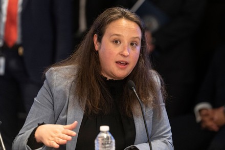 Commissioner Jackie Bray Speaks During Governor Editorial Stock Photo ...