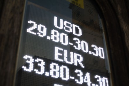 Sign Displaying Conversion Rates Currency Exchange Editorial Stock ...