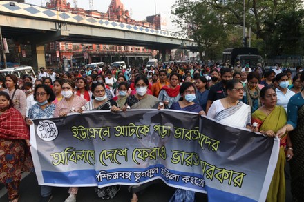 Trinamool Congress Women Cell Workers Protest Editorial Stock Photo ...