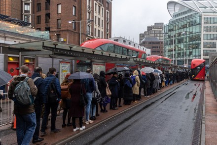 Large Queues Formed Bus Stops Victoria Editorial Stock Photo - Stock ...