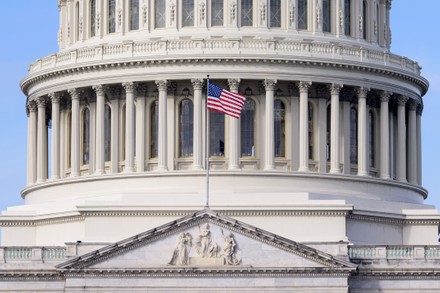 American Flag Flying Over Capitol Washington Editorial Stock Photo ...