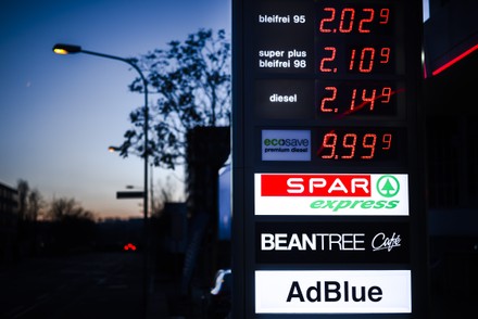 Panel Showcases Fuel Prices Swiss Francs Editorial Stock Photo - Stock ...