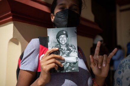 Woman Shows Picture Hugo Chavez During Editorial Stock Photo - Stock ...