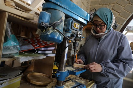 Palestinian Artisan Works On Toys Workshop Editorial Stock Photo ...