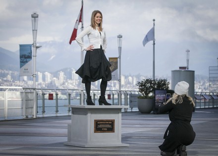 Woman Poses Photos She Stands On Editorial Stock Photo - Stock Image ...