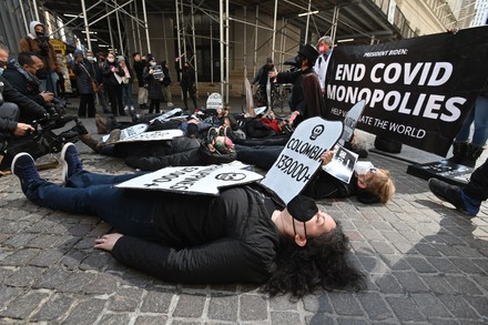 Protest Outside NYSE Demanding World Leaders End Monopolies on COVID-19 ...