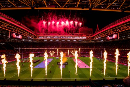 Stadium Pyrotechnics Ahead Kick Off Editorial Stock Photo - Stock Image ...
