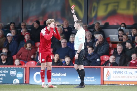 Referee Simon Mather Shows Red Card Editorial Stock Photo - Stock Image ...