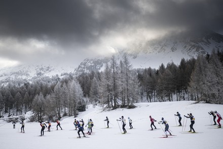 Skiers Action On Their Way Maloja Editorial Stock Photo - Stock Image ...