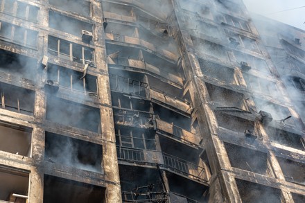 Smoke Coming Out Badly Damaged Residential Editorial Stock Photo ...