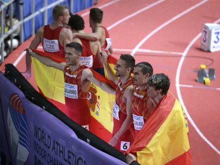 Members Spanish Relay Team Celebrate After Editorial Stock Photo ...