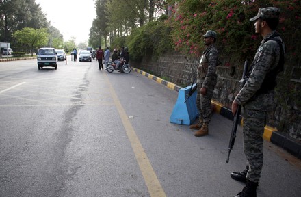 Pakistani Security Officials Stand Guard On Editorial Stock Photo ...