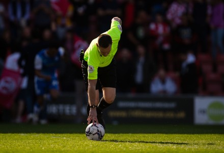Simon Mather Referee Places Ball On Editorial Stock Photo - Stock Image ...