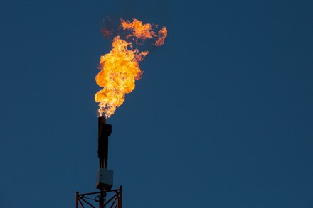Burning Flare Seen Oil Extraction Area Editorial Stock Photo - Stock ...