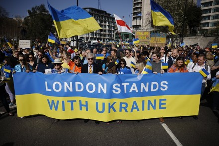 Large Proukraine Demonstration Passes Artwork By Editorial Stock Photo ...