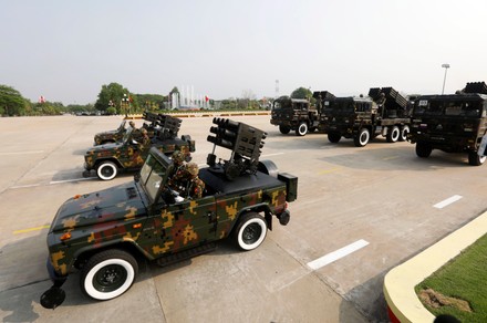 Myanmar Soldiers Drive Military Vehicles During Editorial Stock Photo ...