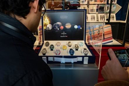 C Moonswatch Watches On Display Swatch Editorial Stock Photo - Stock ...