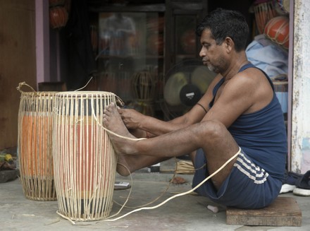 Artisan Making Traditional Dhol Drum Ahead Editorial Stock Photo ...