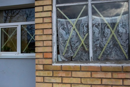 Tape Windows Prevent Glass Shattering Russian Editorial Stock Photo ...