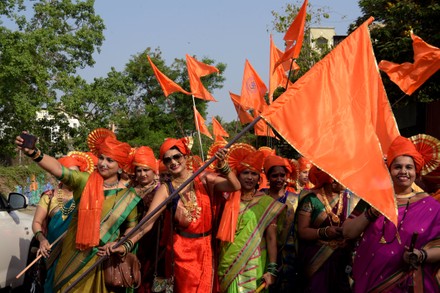 Sanpada Residents Dressed Traditional Maharashtrian Attire Editorial ...