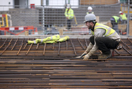 Construction Worker Lines Metal Rods Editorial Stock Photo - Stock ...