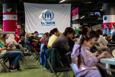 UNHCR provides help for refugees in Krakow, Poland - 14 Apr 2022 Stock ...