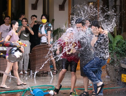 People Splash Water Each Other Celebrate Editorial Stock Photo - Stock ...