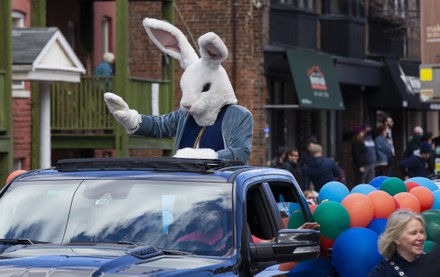 Dressedup Easter Bunny Waves People During Editorial Stock Photo ...