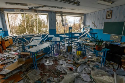 Destroyed Classroom Inside School Damaged By Editorial Stock Photo ...
