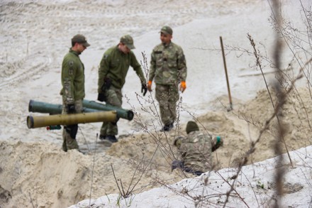 Servicemen Arrange Shells Trench They Work Editorial Stock Photo ...
