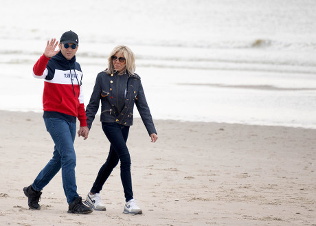 French President Emmanuel Macron His Wife Redaktionelles Stockfoto ...