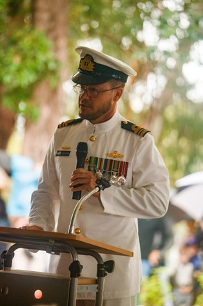 Lieutenant Commander Jason Parsons Speaks Crowd Editorial Stock Photo ...