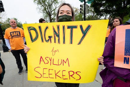 Demonstrator Holds Sign Saying Dignity Asylum Editorial Stock Photo ...