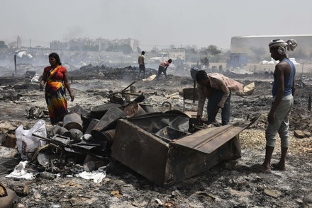 People Salvage Charred Belongings Site Were Editorial Stock Photo ...