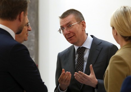 Lithuanian Foreign Minister Gabrielius Lansbergis L Editorial Stock ...