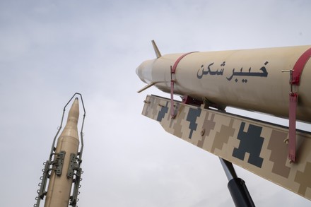 Two Iranian Kheibar Shekan Ballistic Missiles Editorial Stock Photo ...