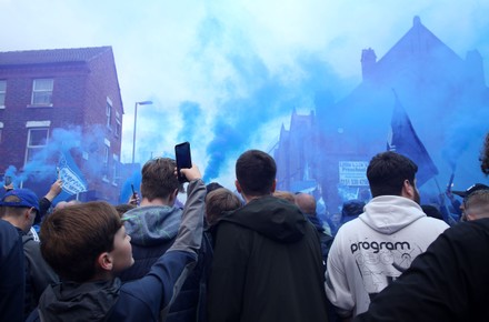 Everton Fans Light Flares Outside Goodison Editorial Stock Photo ...